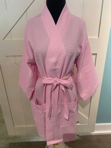 Light Pink Waffle Robe - Personalization Included – J.A. Whitney