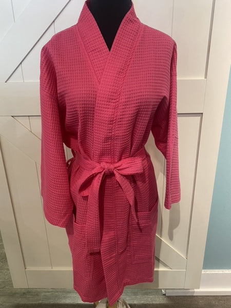 Hot Pink Waffle Robe - Personalization Included – J.A. Whitney